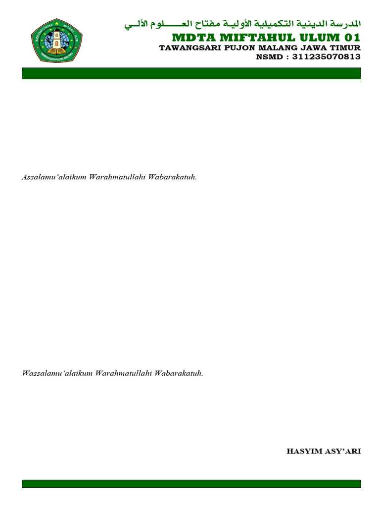 Kop Surat Madin New | PDF