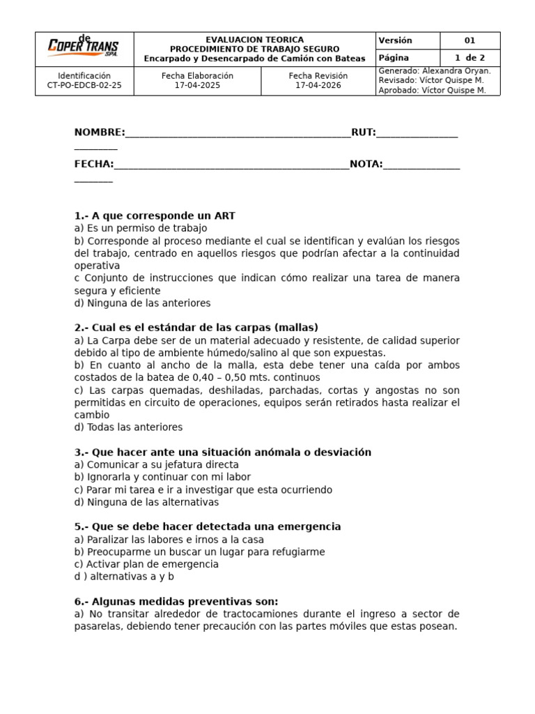 Evaluación Encarpado y Desencarpado | PDF