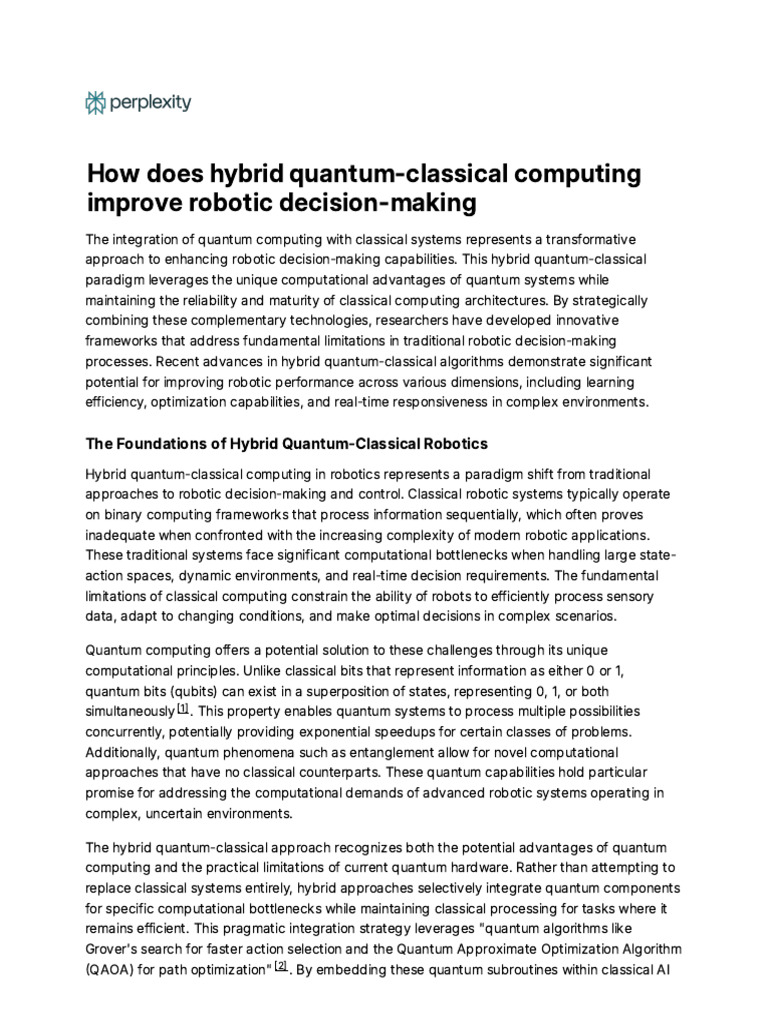 How Hybrid Quantum-Classical Computing Improves | PDF | Quantum Computing | Robotics