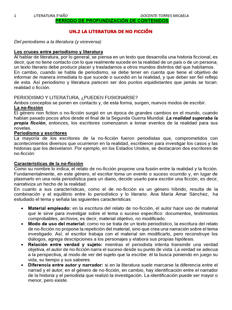 Literatura de No Ficción y Periodismo | PDF | No ficción | Narración