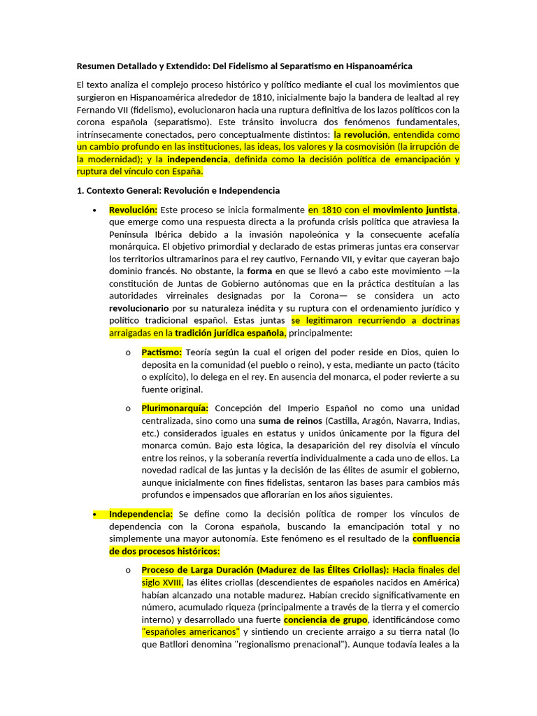Fidelismo y Separatismo en Hispanoamérica | PDF | Imperio español | España