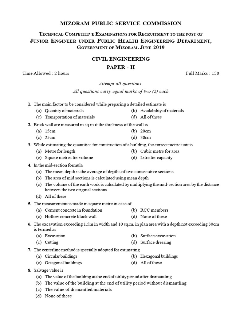 Civil Engineering Paper II Je | PDF | Rivet | Surveying