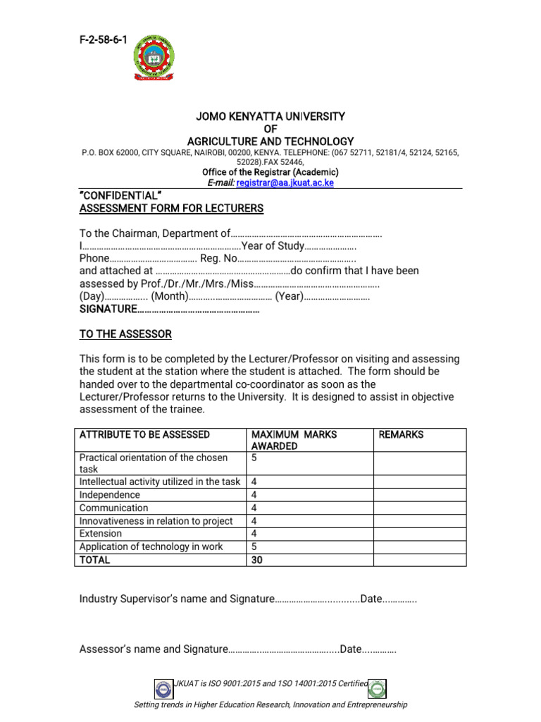 Lecturer Assessment Form | PDF
