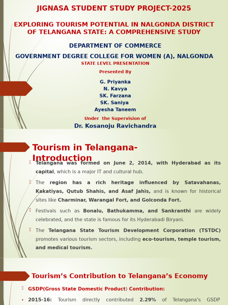 Jignasa Project: Tourism in Nalgonda 2025 | PDF | Hypothesis | Logistic ...