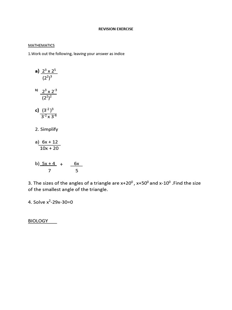 Revision Exercise | PDF