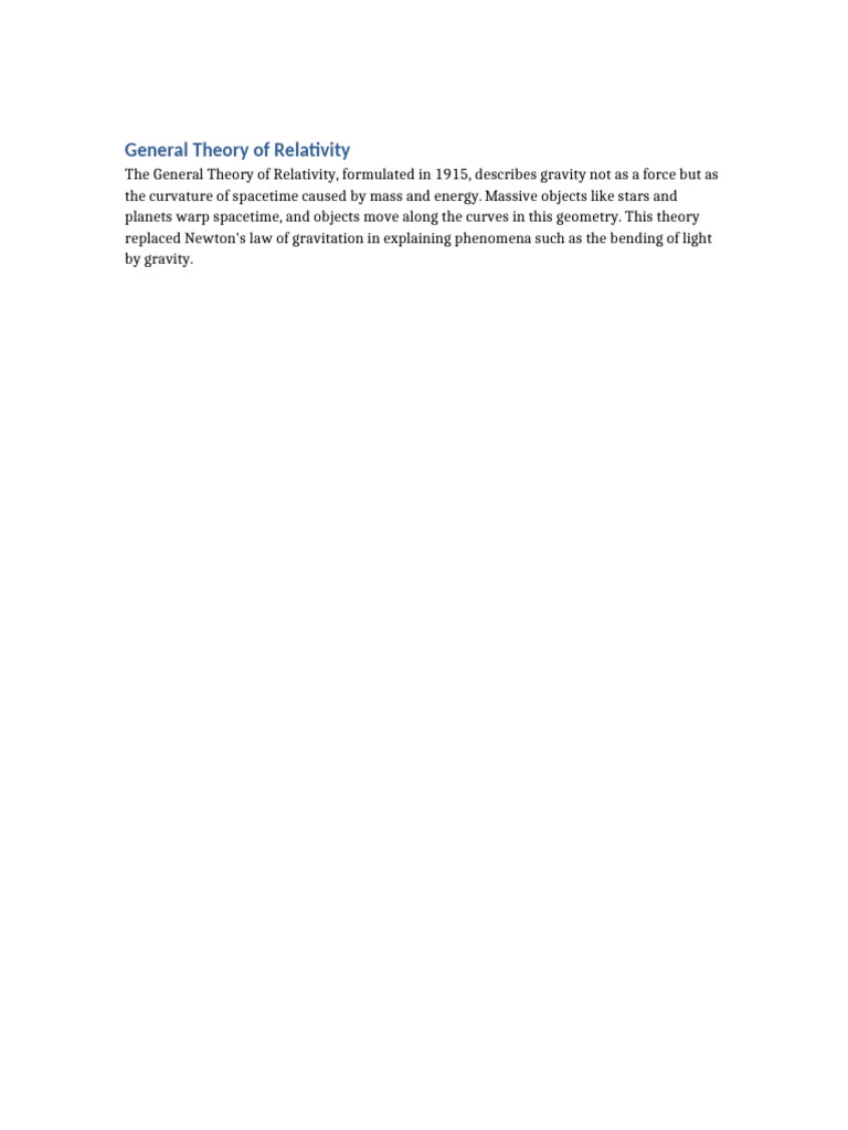 General Theory of Relativity | PDF