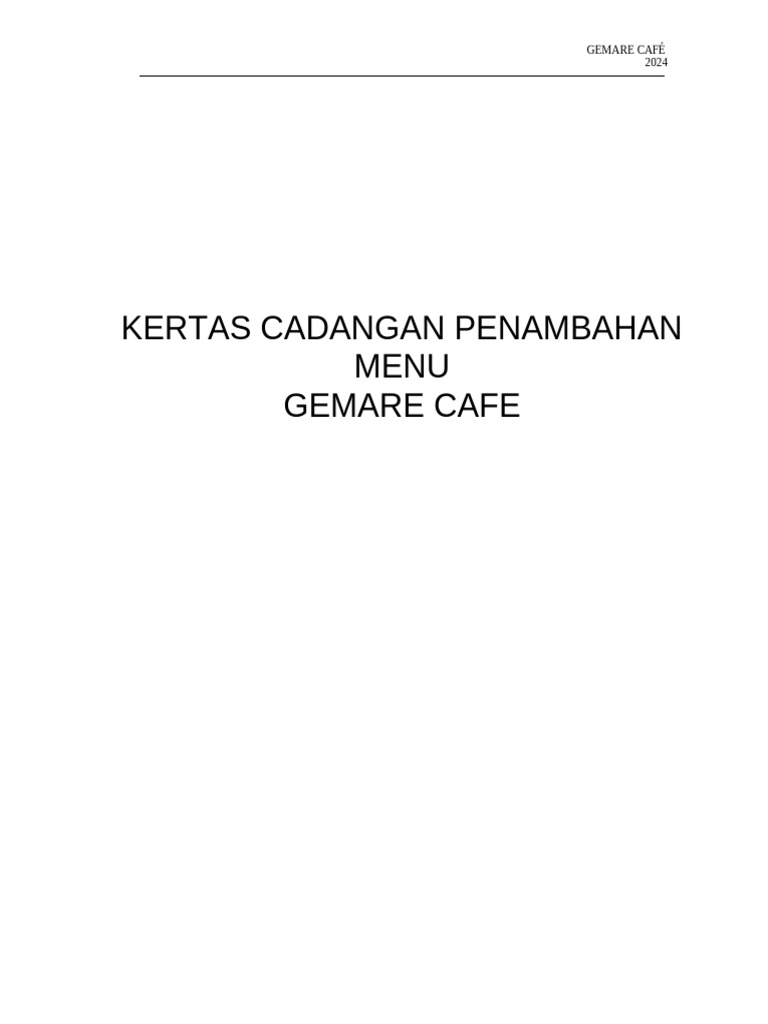 Kertas Cadangan Menu Gemara Cafe | PDF