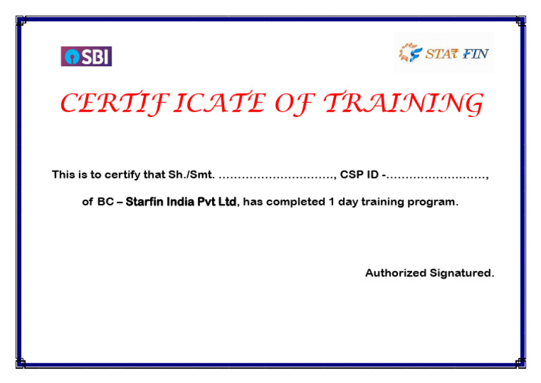 Certif Icate of Training | PDF