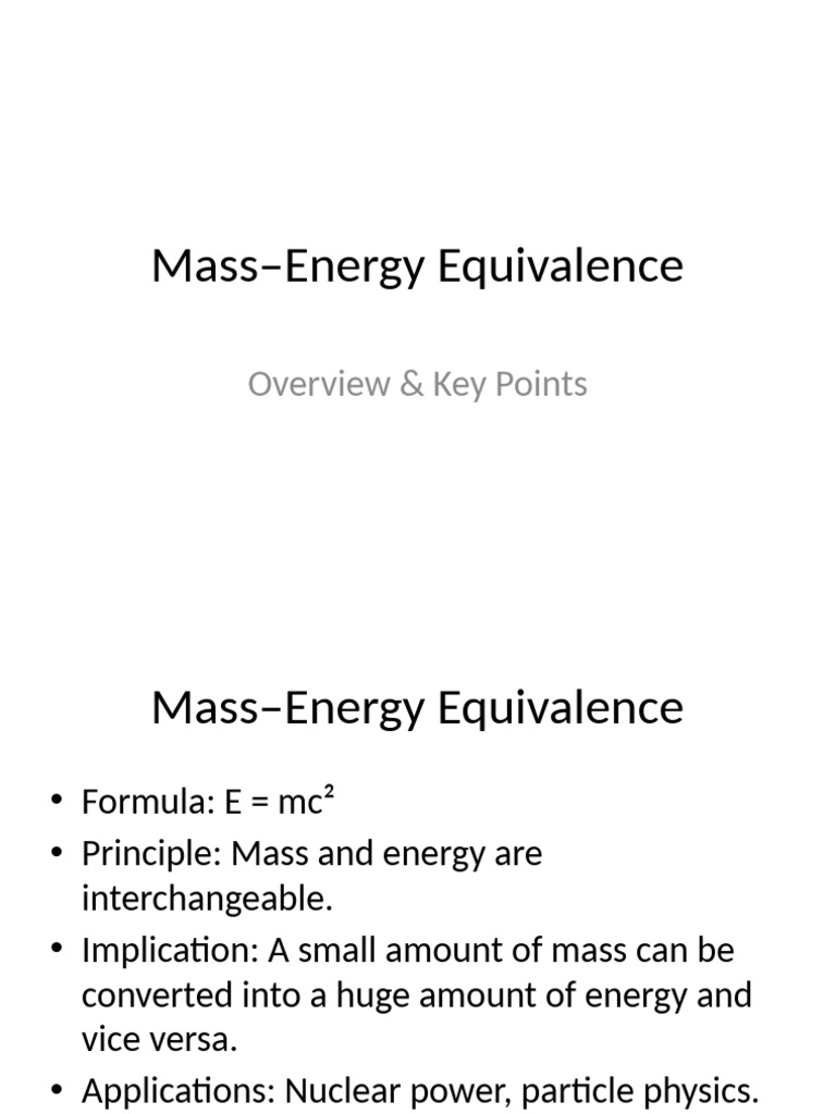 Mass–Energy Equivalence Explained | PDF