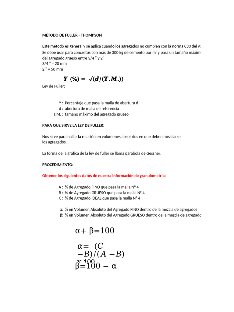 Método Fuller-Thompson en Concreto | PDF | Hormigón | Cemento