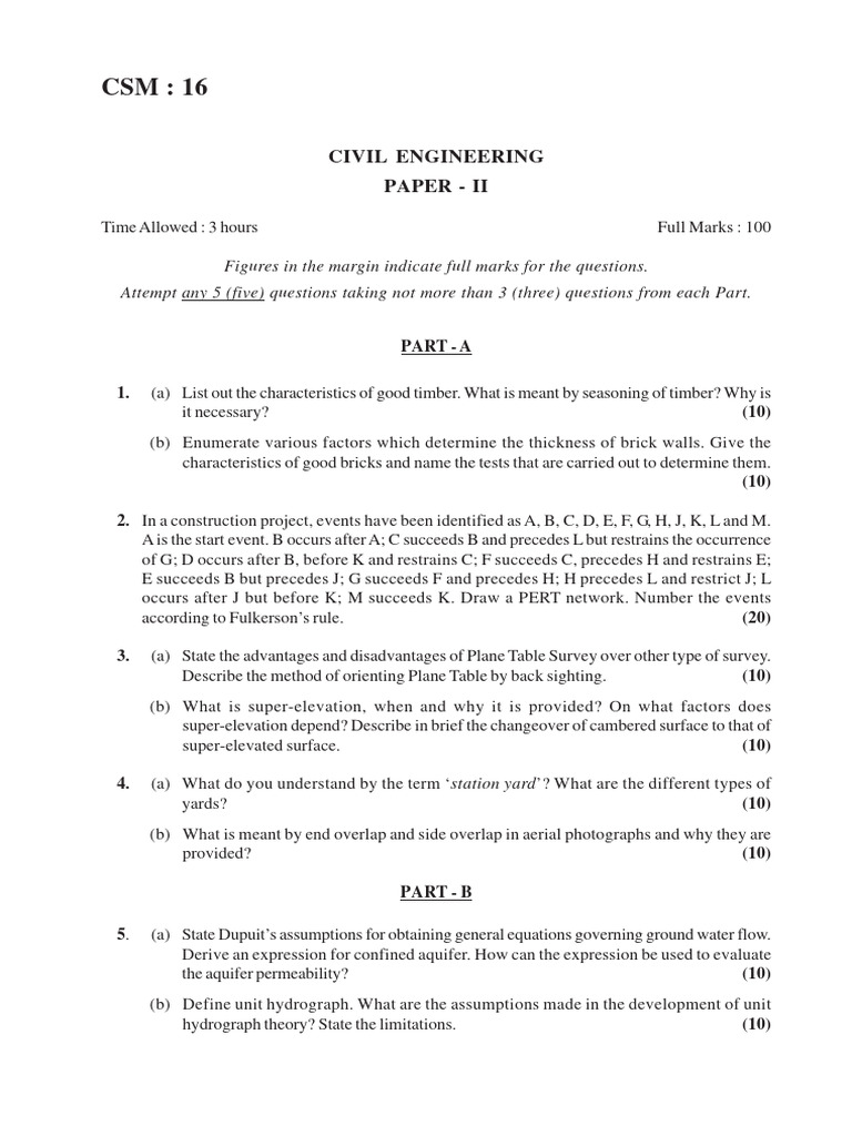 Civil Engineering Exam Paper II | PDF | Water Pollution | Sewage