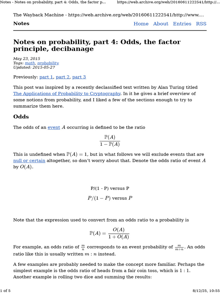 Odds and the Factor Principle Explained | PDF | Odds | Logarithm