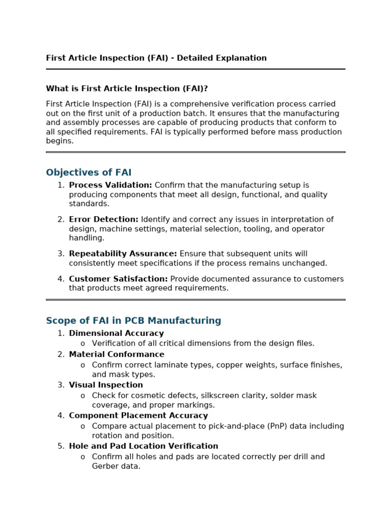 First Article Inspection Overview | PDF | Business Process