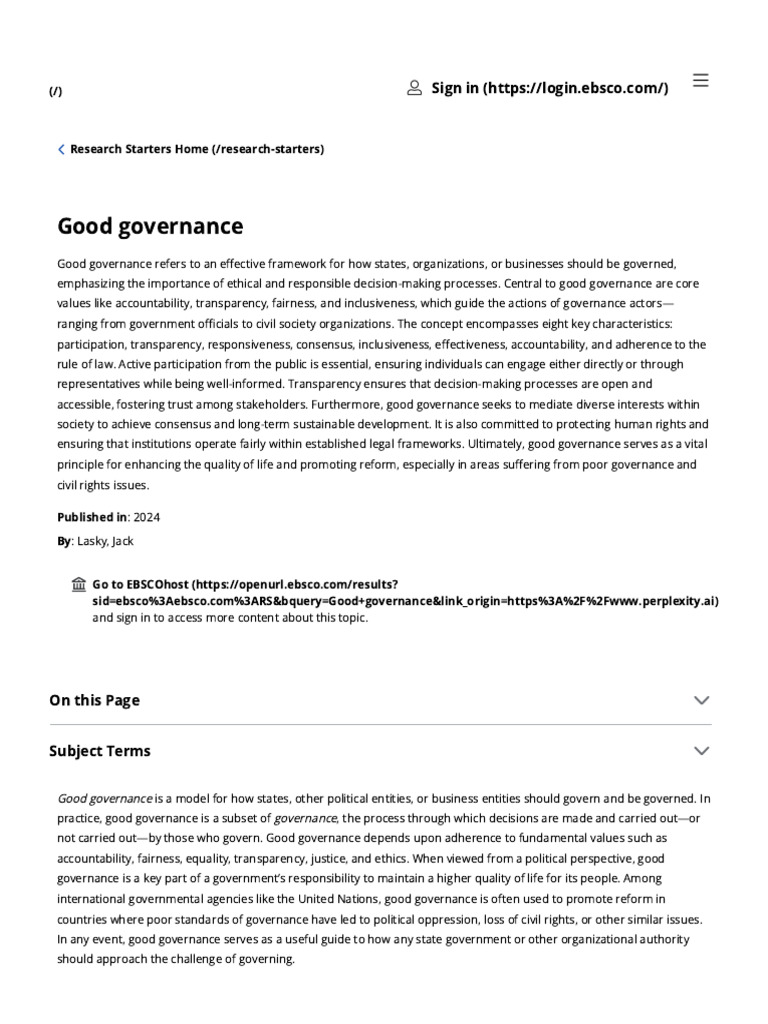 Understanding Good Governance Principles | PDF | Governance | Good ...