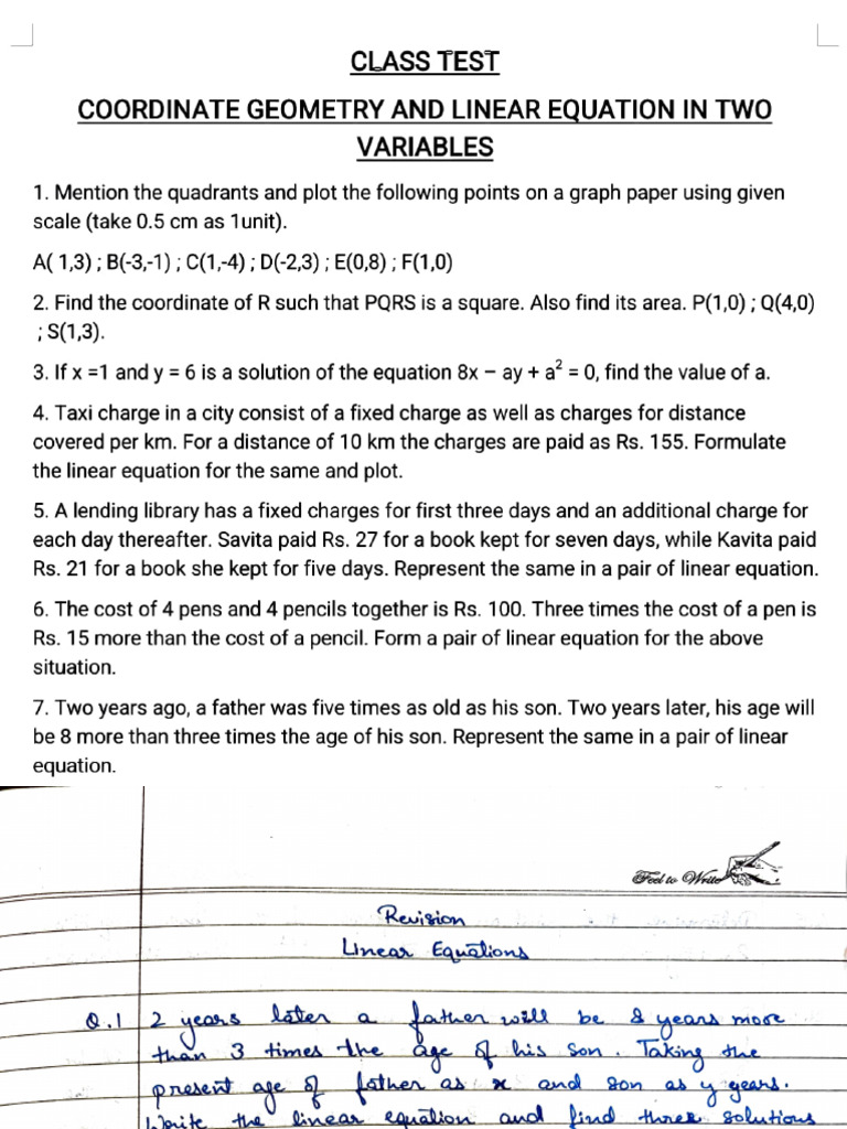 Questions of Linear Equation | PDF | Equations | Algebra