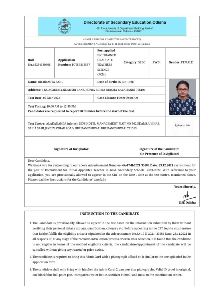 Admit Card - Candidate Login | PDF | Government And Personhood