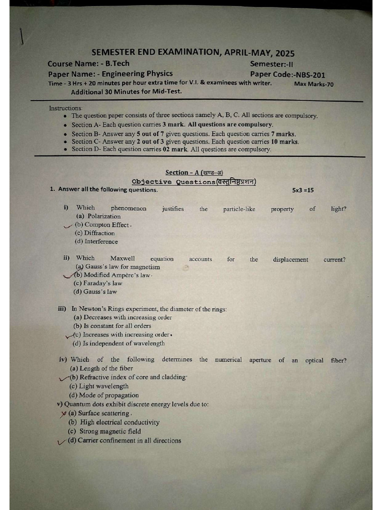 Eng Phy Endsem | PDF