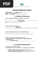 Detention Reflection Sheet | PDF
