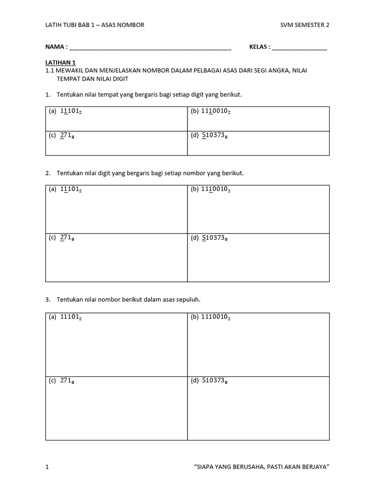 A03201 Matematik - Latih Tubi Asas Nombor 2.0 | PDF