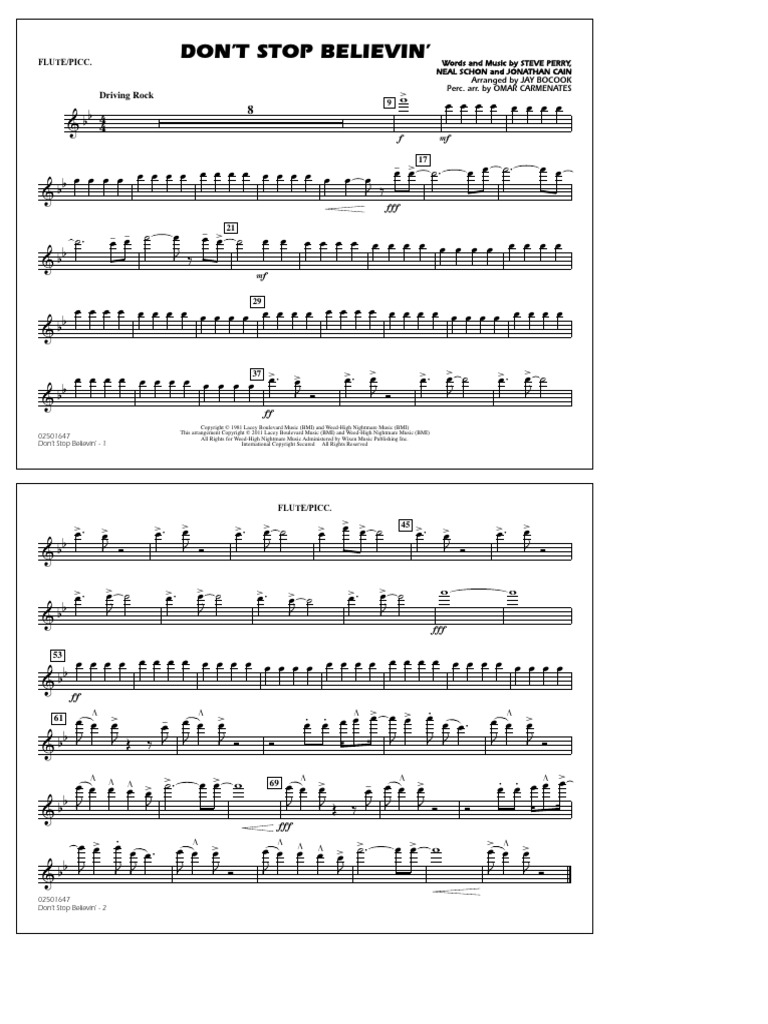 Dont Stop Believin Flutepiccolo | PDF