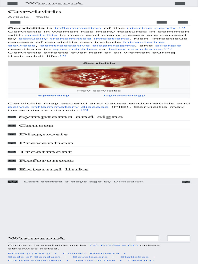 Cervicitis Wikipedia - D21bab6d Df2a 41cb Aa91 6aecad3767fc | PDF