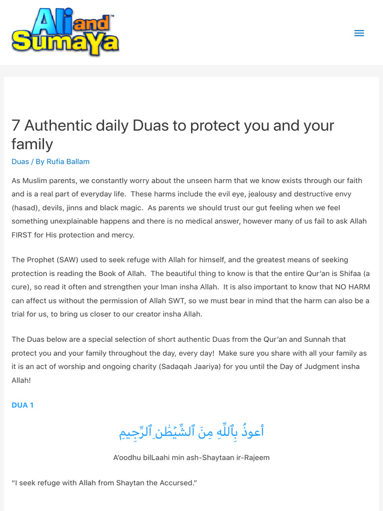 7 Duas for Family Protection | PDF | Allah | Muhammad