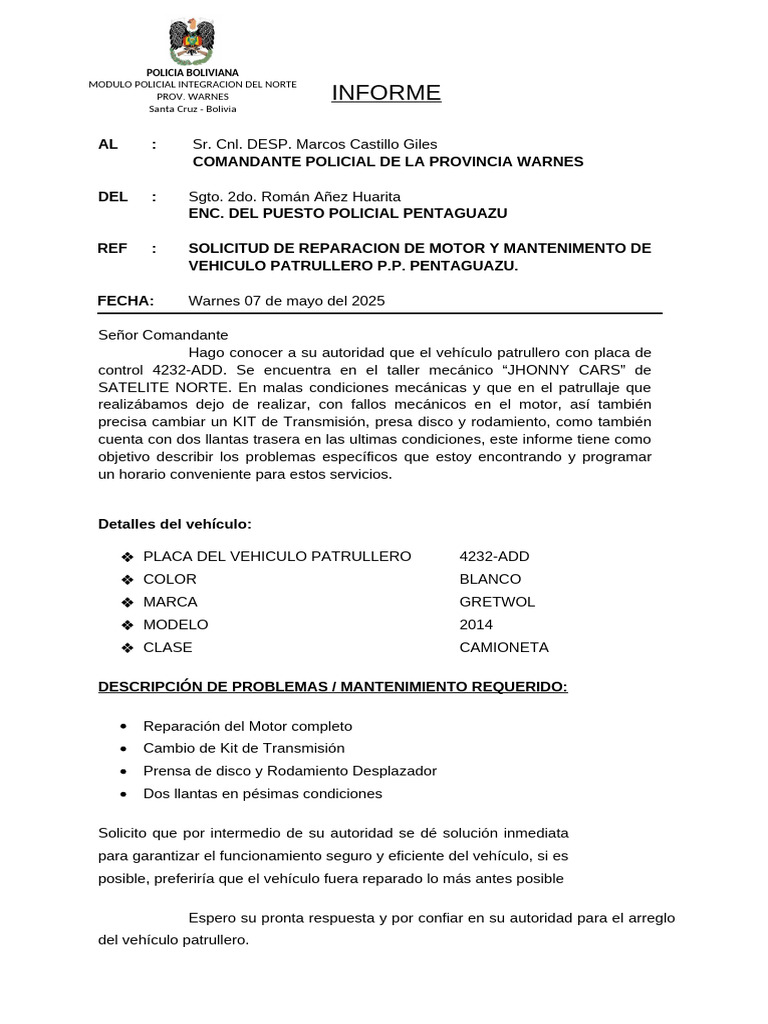 Policia Informe Policial | PDF | Policía