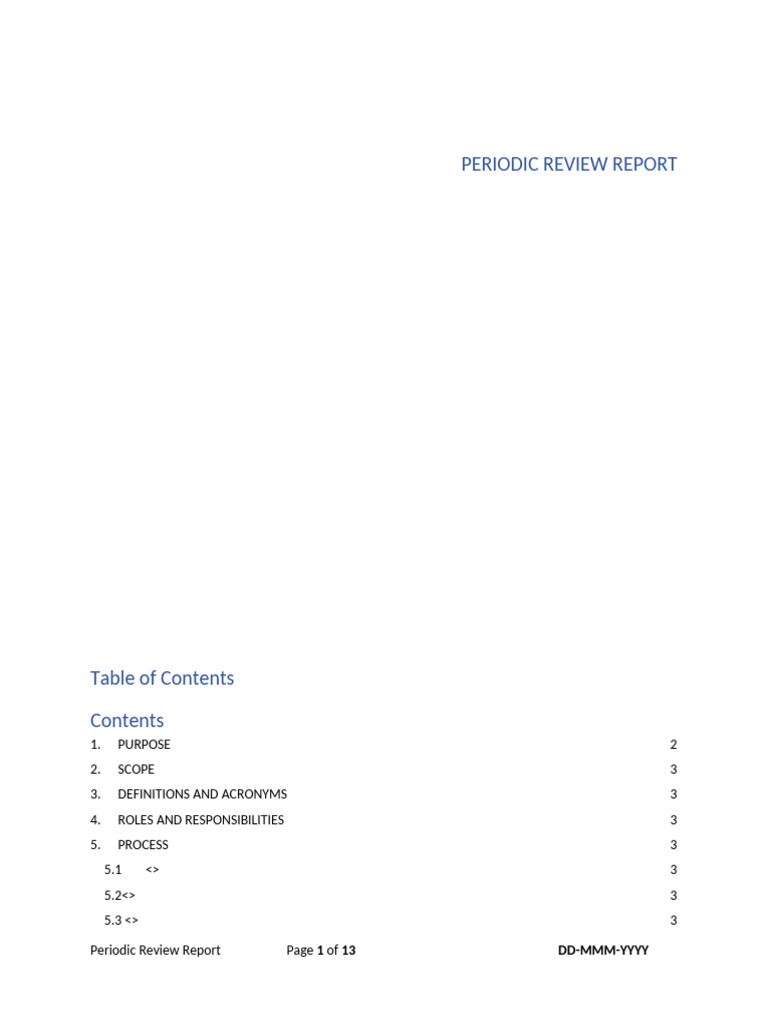 Periodic Review Report Overview | PDF | Quality Management System ...