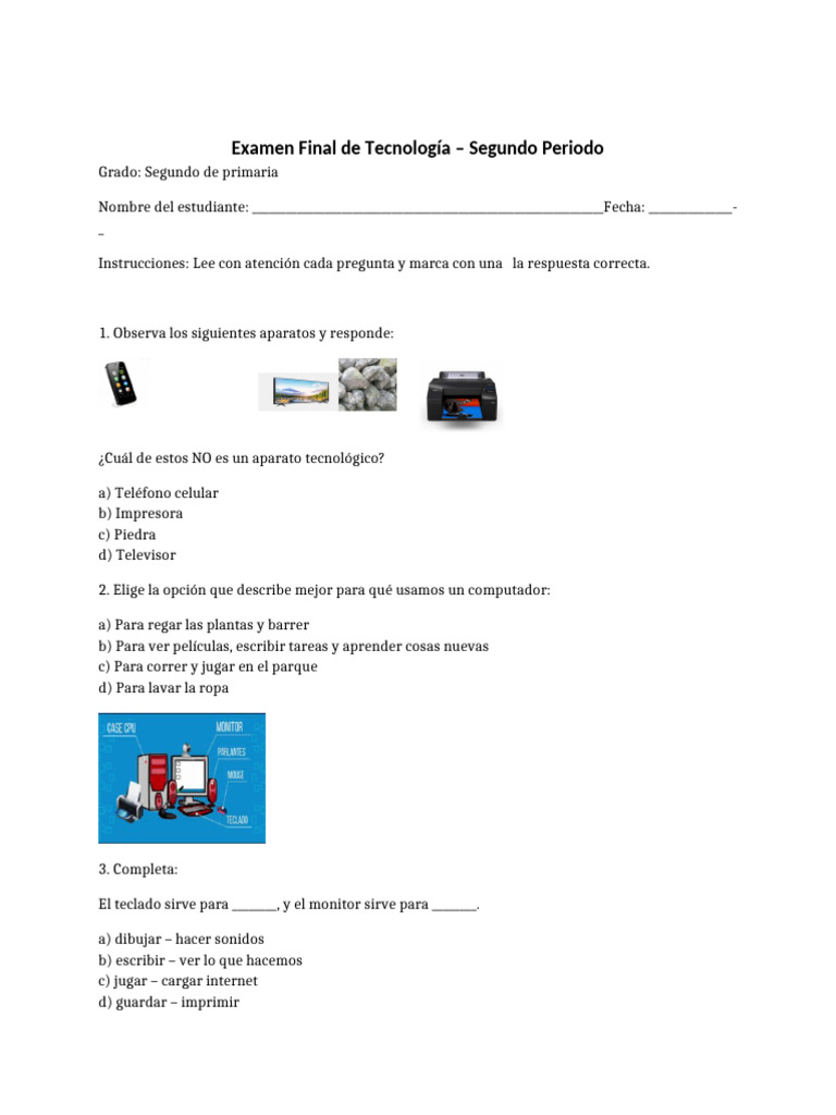 Examen de Computación para Inicial | PDF