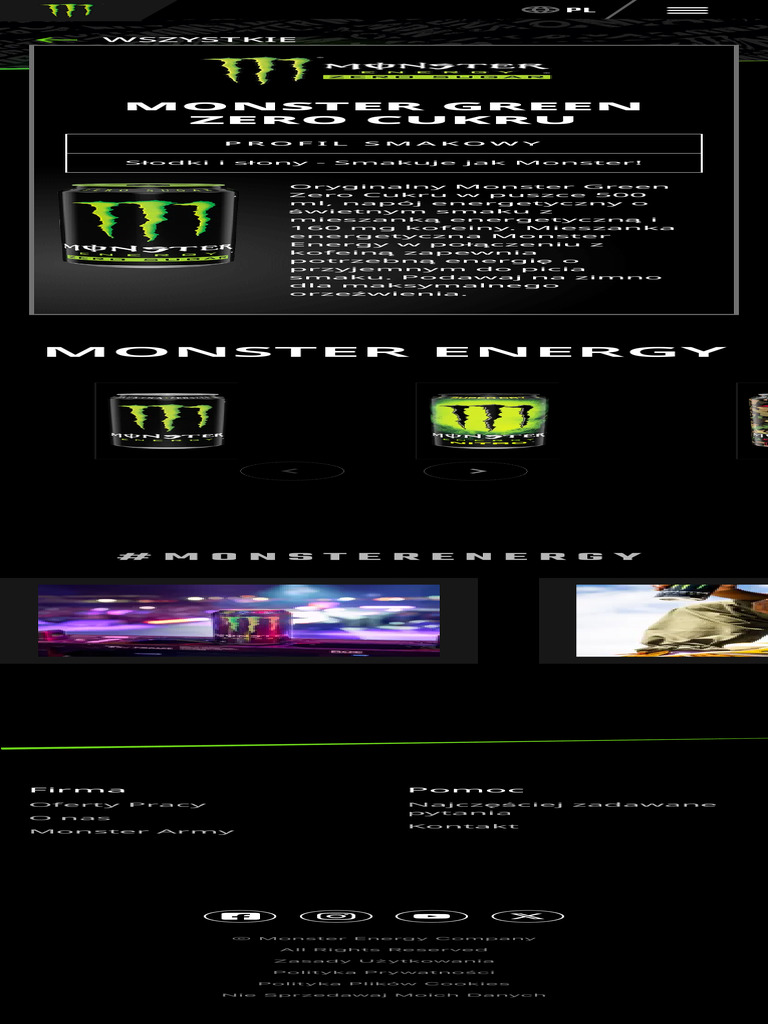 Monster Green Zero Cukru Oryginalny Napój Energetyczny Monster Energy 2 ...