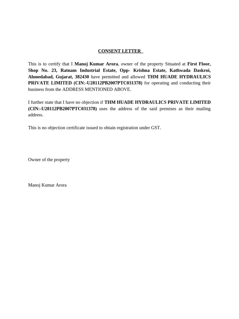 GST Consent Letter Clear 1724409330992 | PDF