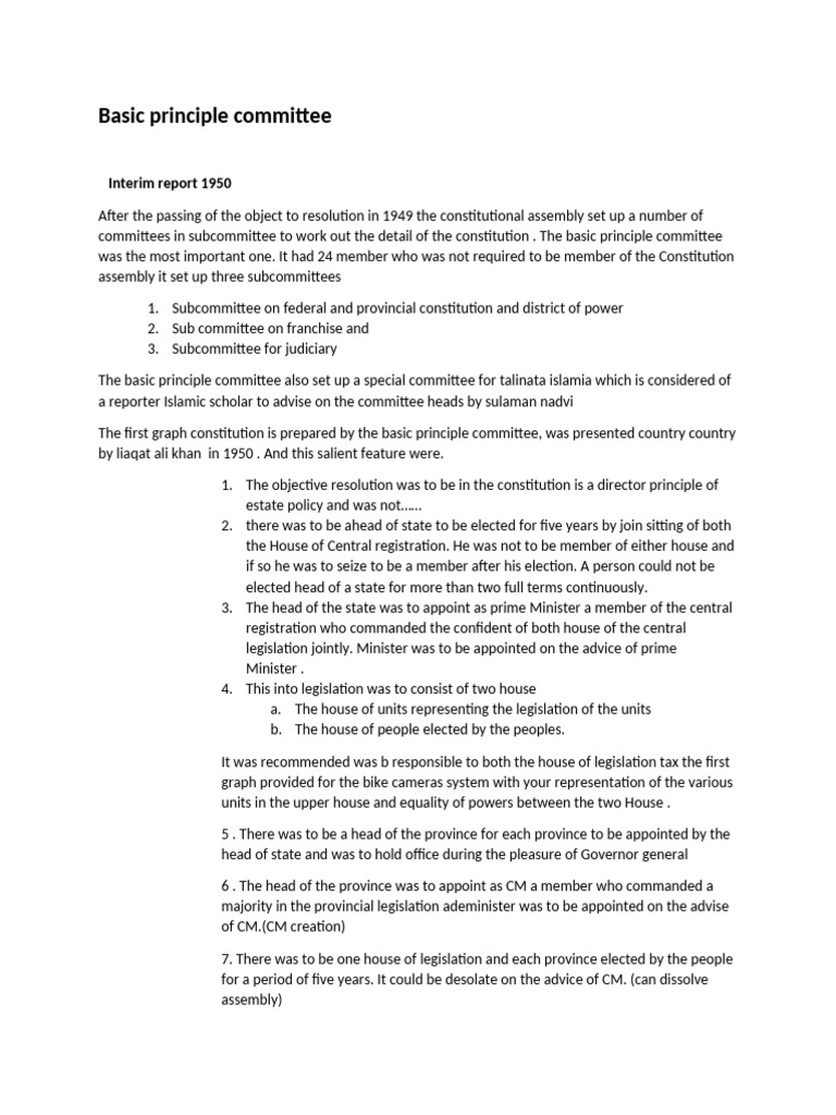 basic principle of committee | PDF | Urdu | Pakistan