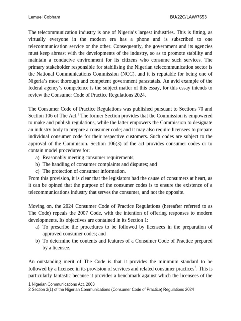 Review of the 2024 Consumer Code of Practice Regulations | PDF ...