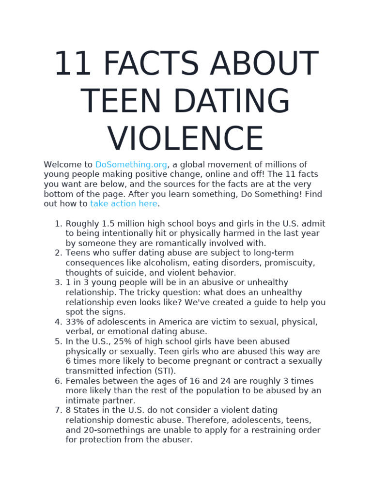 11 Facts About Teen Dating Violence | PDF