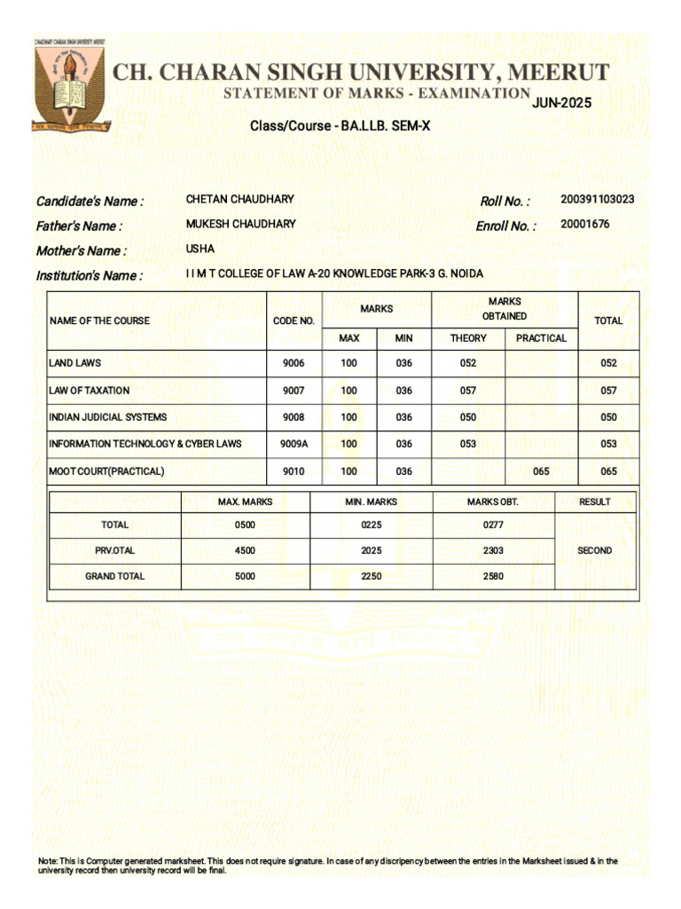 Mark Sheet | PDF