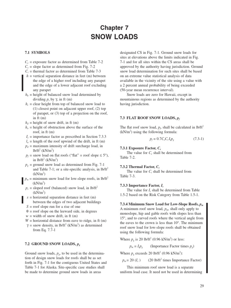 ASCE_7_2010_Ch7 Snow Loads | PDF | Snow | Roof
