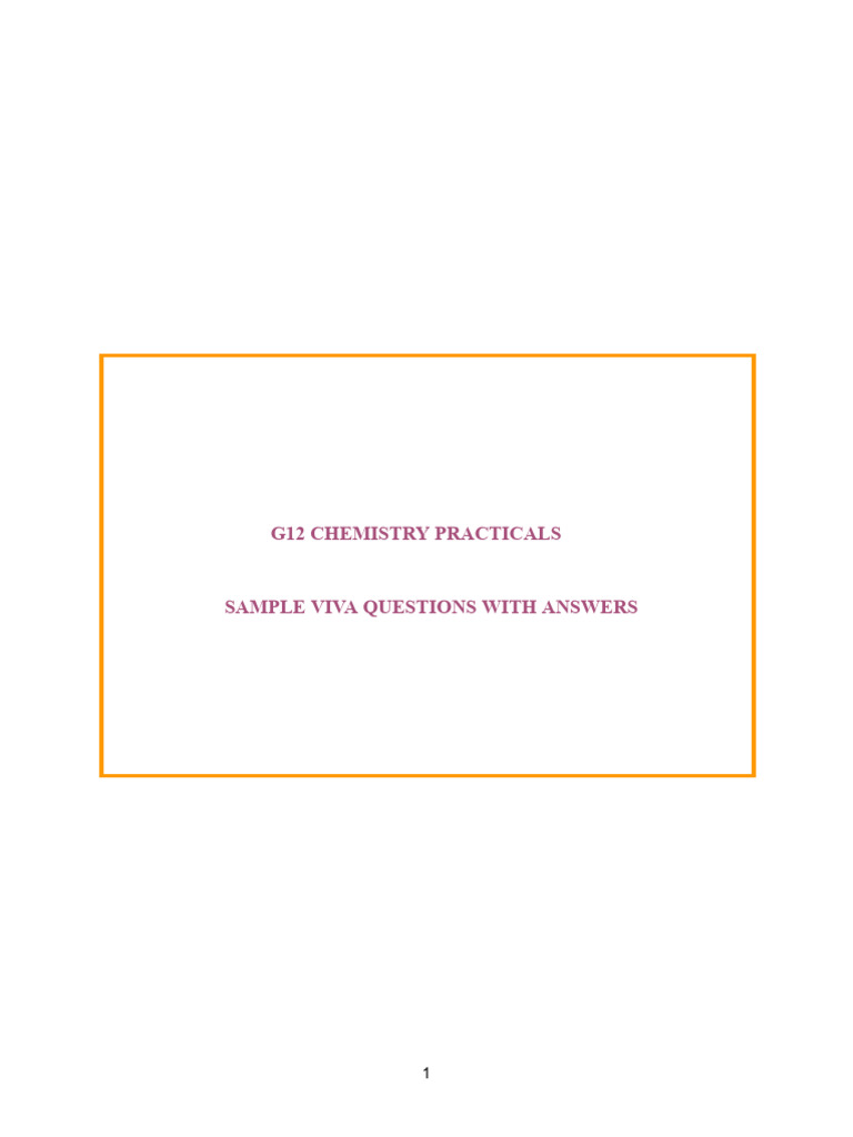 Grade 12 Chemistry Sample Viva Questions | PDF | Titration | Chemistry