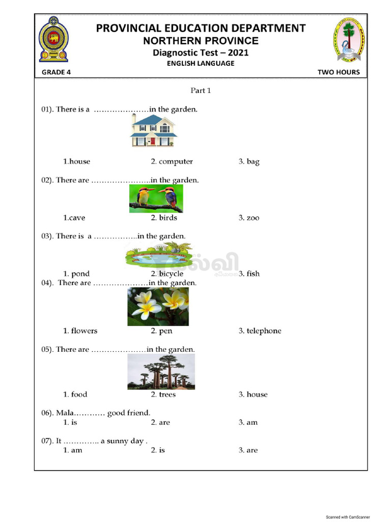 Gr4 Ta English 2021 Model Paper | PDF