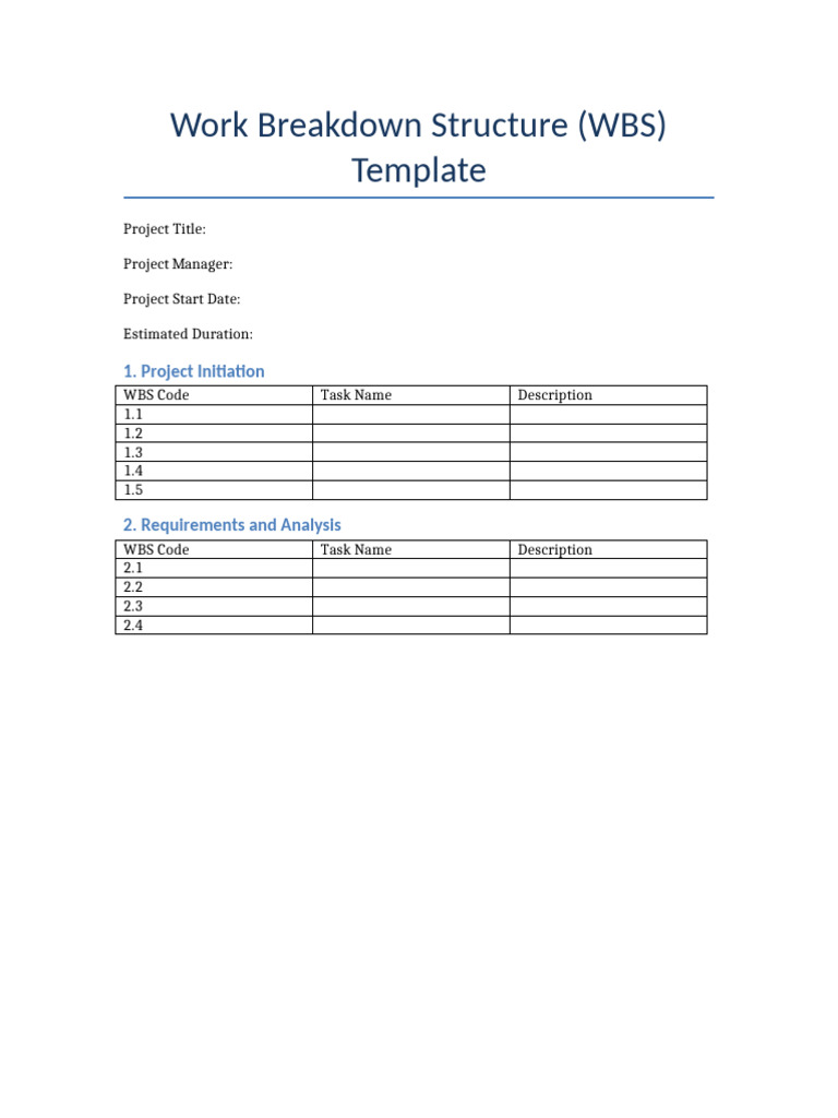 WBS Template | PDF