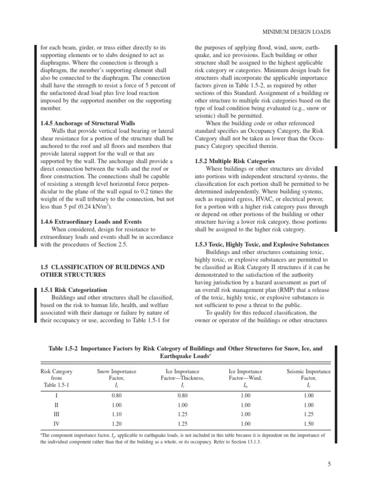 ASCE 7 2010 Table 1.5-2 Importance Factors | PDF | Wall | Truss