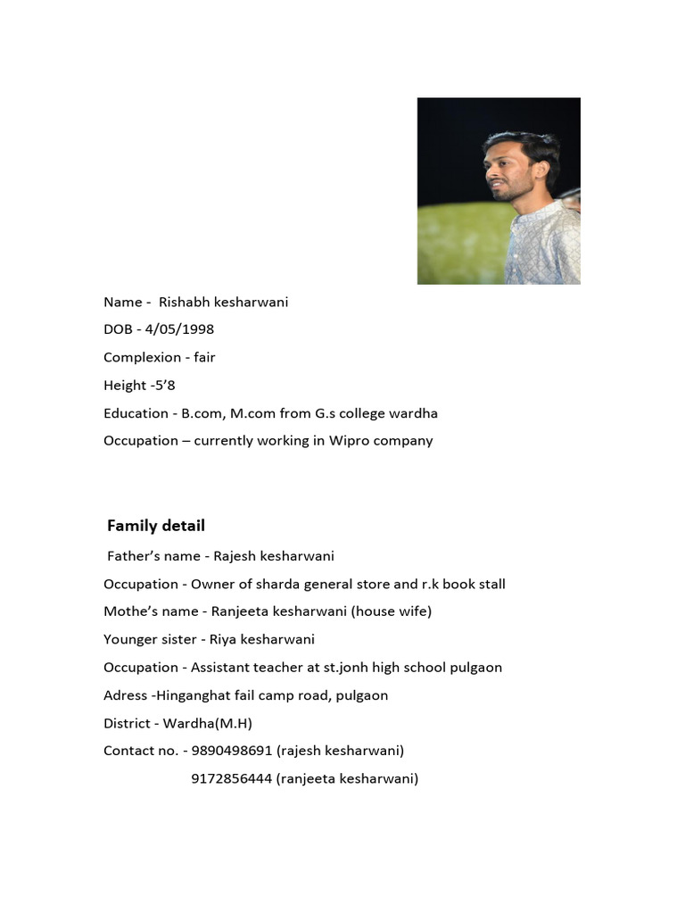Bio Data Rishabh | PDF