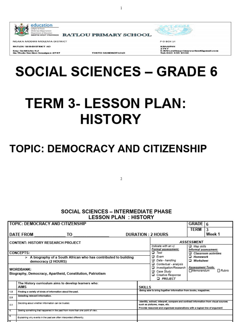 Grade 6 History: Democracy & Citizenship | PDF | Lesson Plan | Information