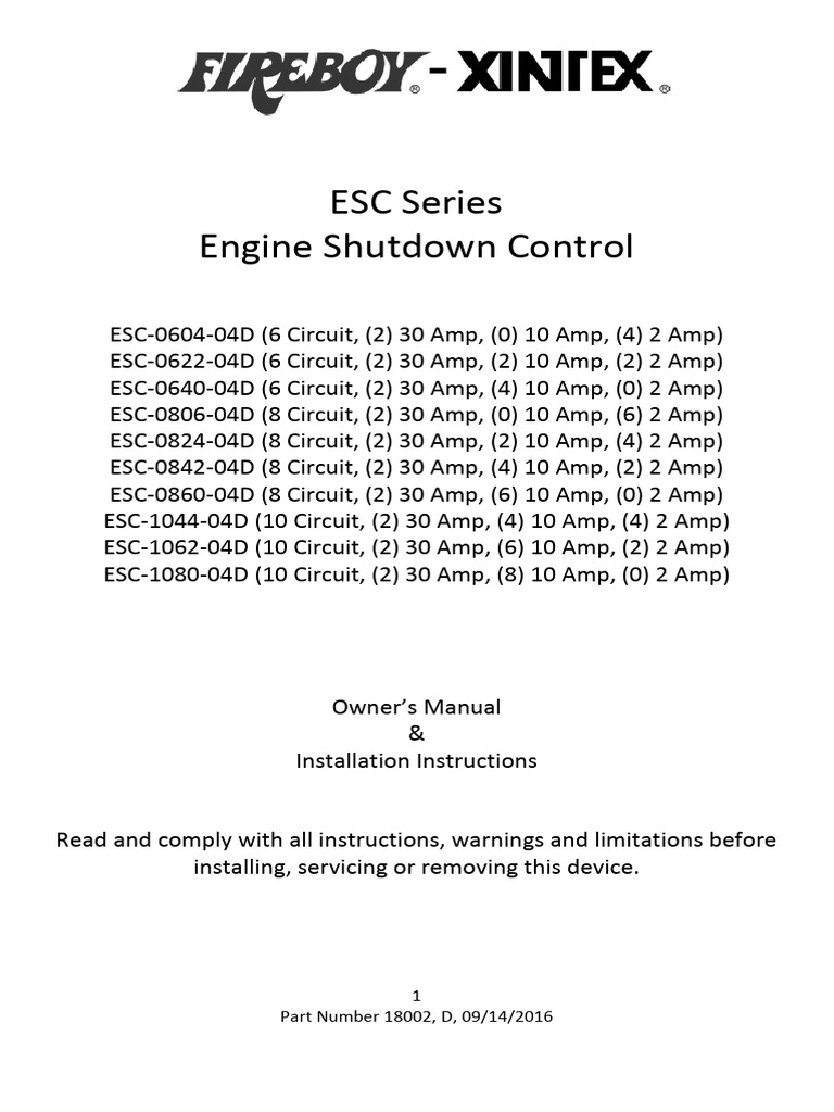 Fireboy Engine Shutdown Control Manual | PDF | Switch | Amplifier
