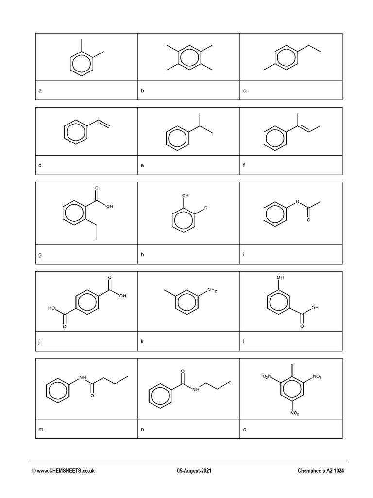 Aromatic Compound Naming Exercises | PDF
