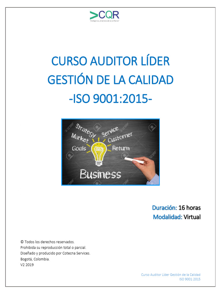 Curso Auditor Líder ISO 9001:2015 | PDF | Calidad (comercial) | Sistema ...