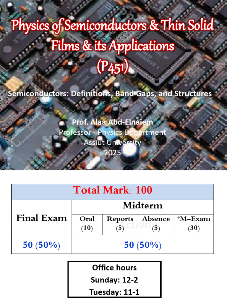 Semiconductor - 2025 - Lecture 1 | PDF | Band Gap | Semiconductors