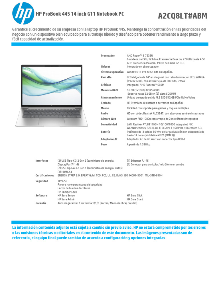 Datasheet HP 445 | PDF | Microprocesador | USB