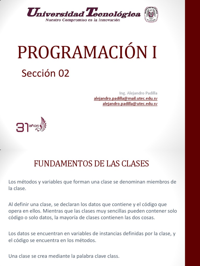 Prog1-I02 - Clases Objetos y Metodos | PDF | Objeto (informática) | Método (programación de ...