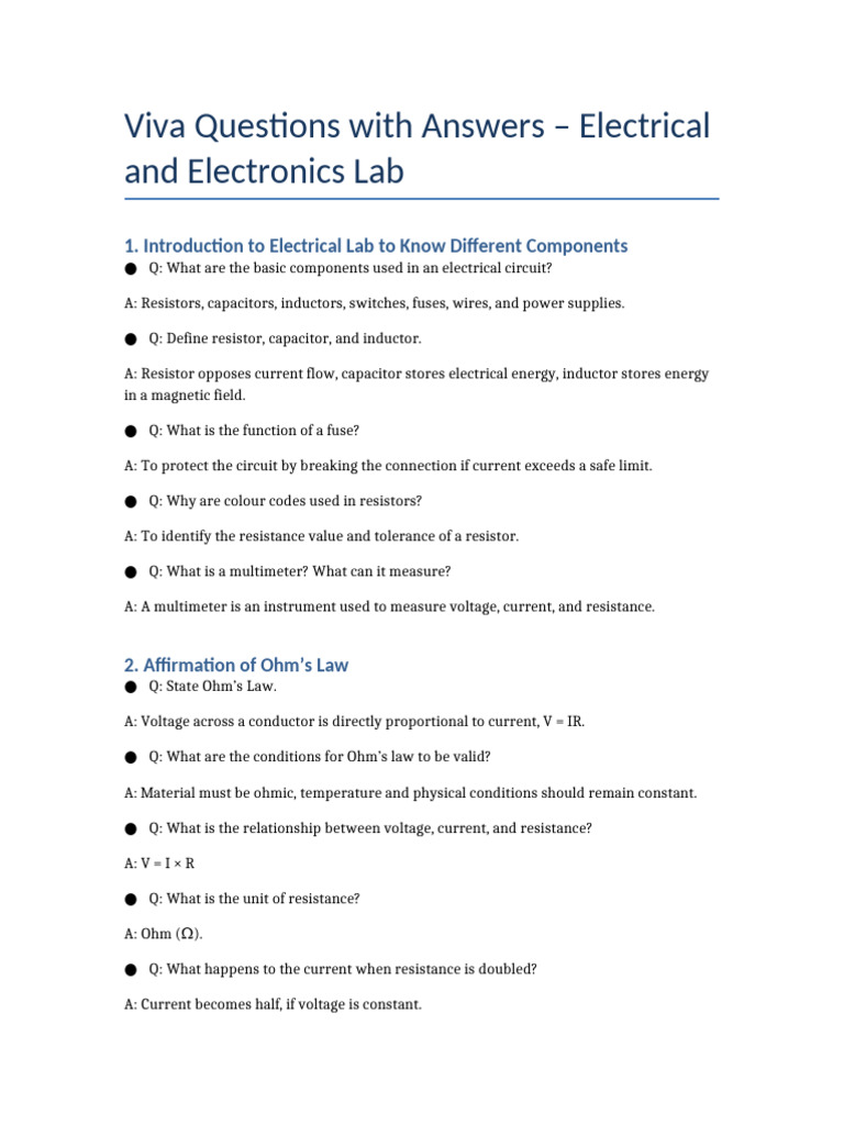 Complete Viva Questions With Answers | PDF | Rectifier | Bipolar Junction Transistor