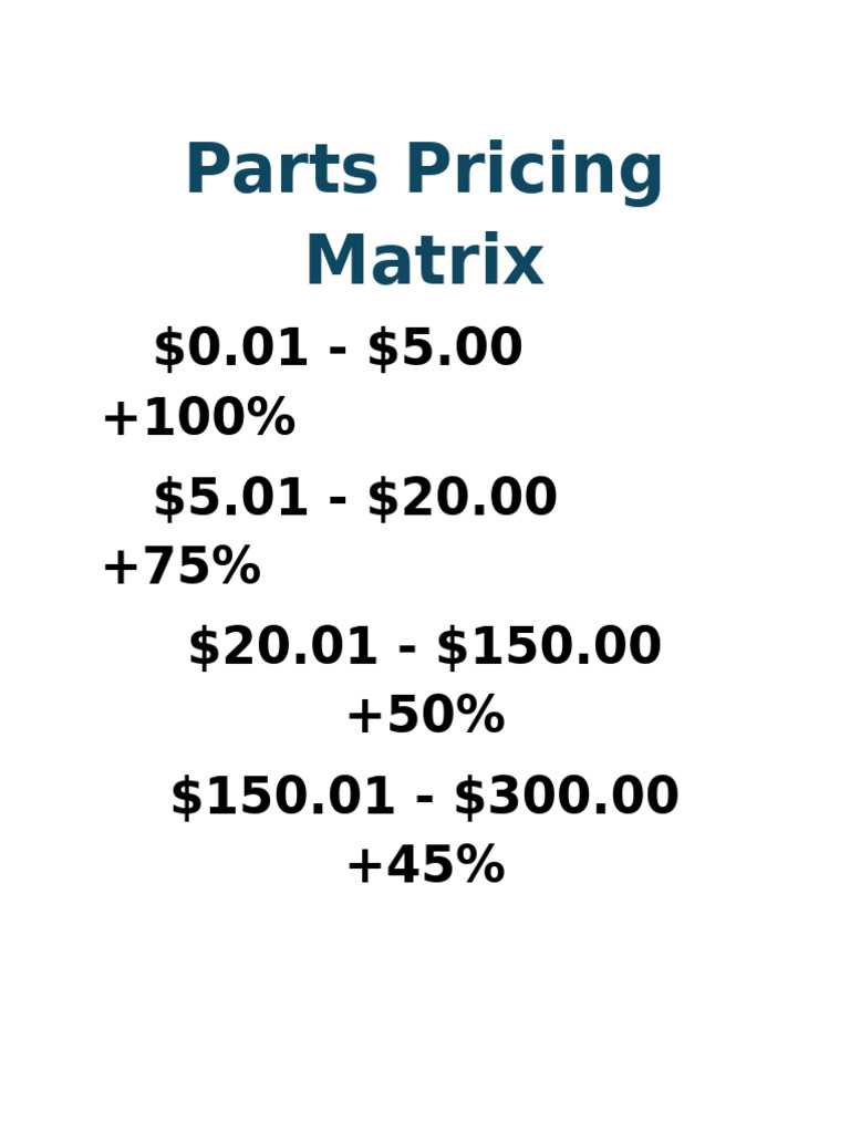 Parts Pricing Matrix | PDF